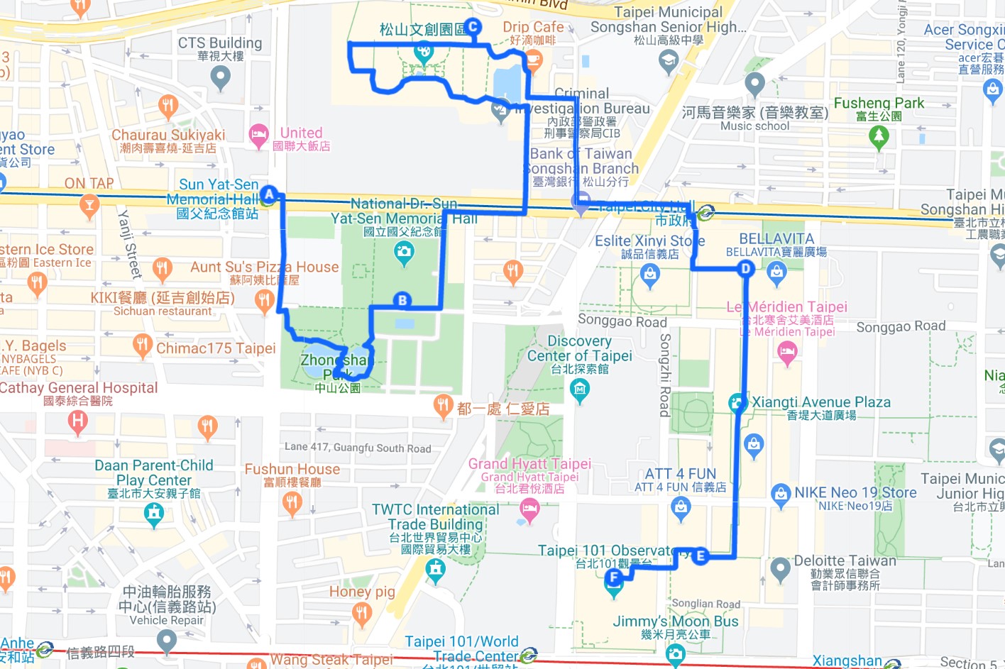 Songshan/Xinyi Walking Route - Taipei Travel Geek